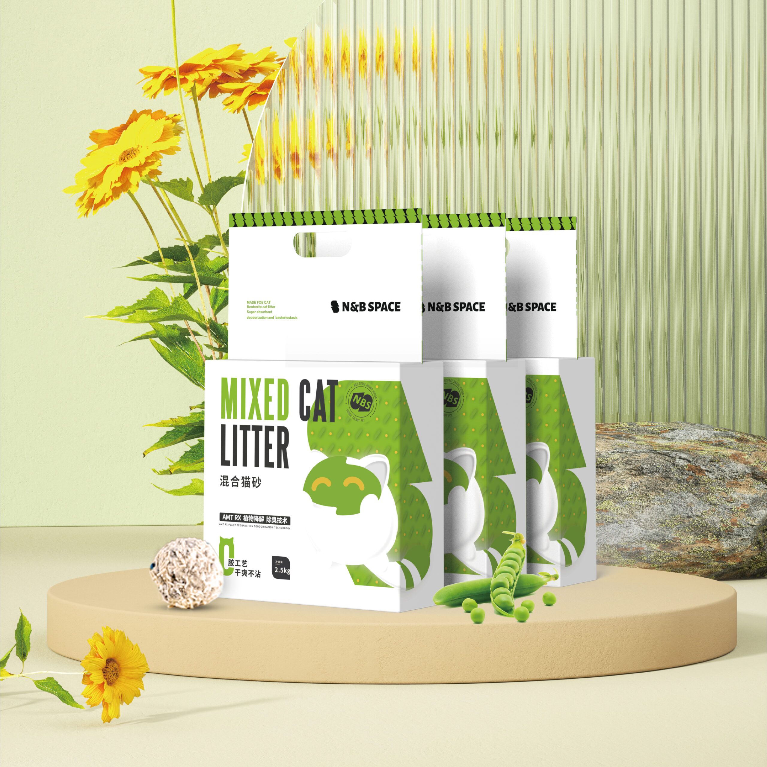 NBS-0001 N&B SPACE MIXED CAT LITTER - Shine•E Pet